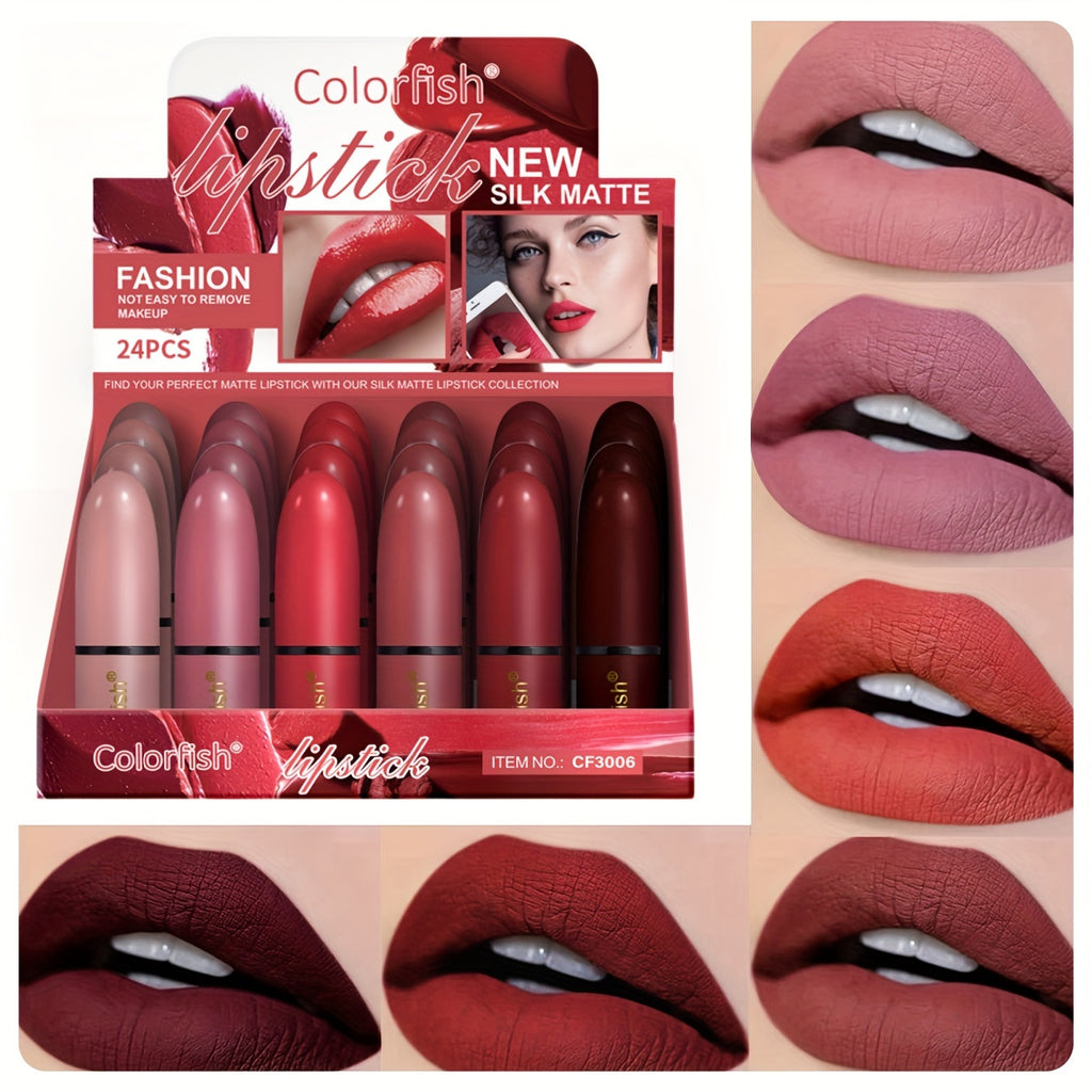 Colorfish Velvet Lipstick Collection - 24 Shades of Waterproof Glam