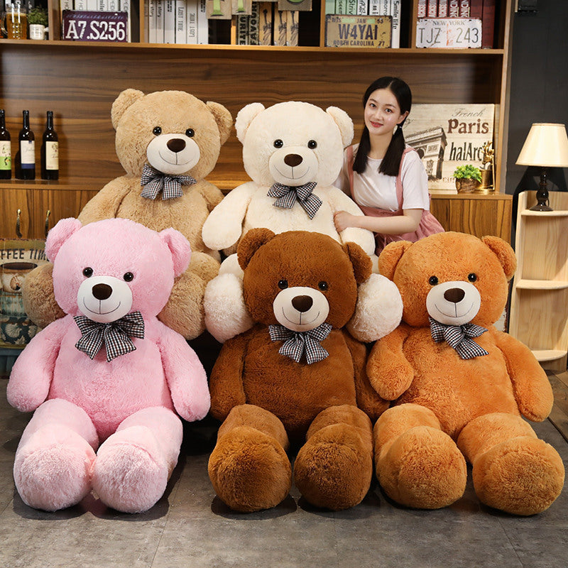 Giant Plush Bear with Bow Tie - Soft Stuffed Toy for All Ages