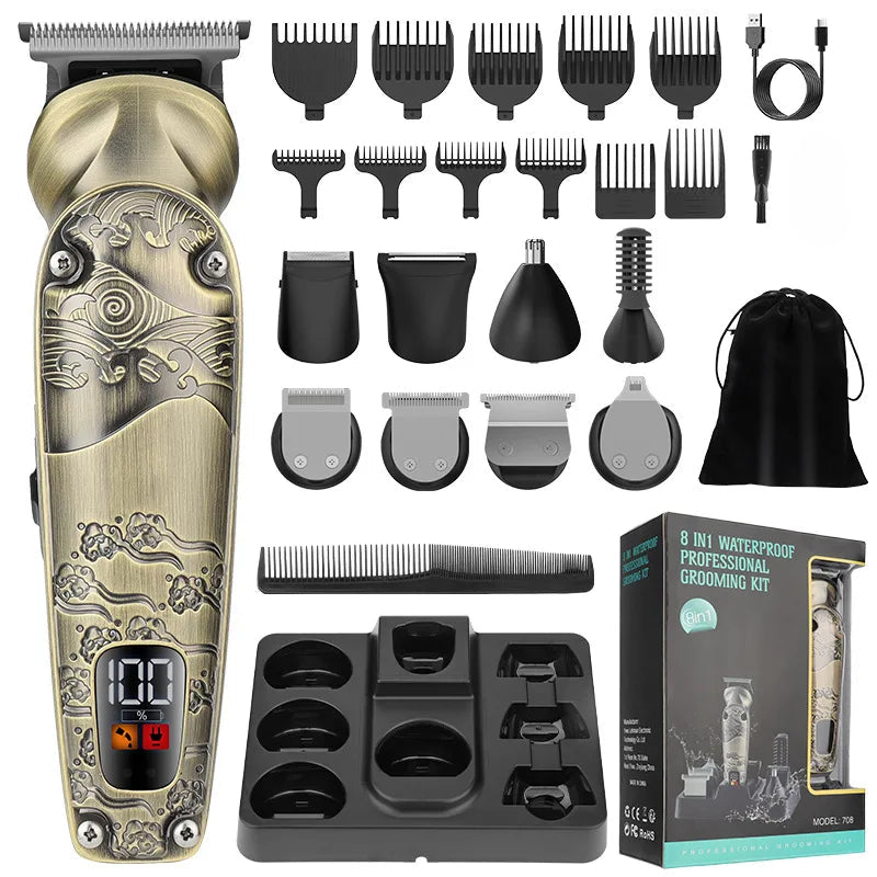 All-in-One Waterproof Hair Trimmer Set for Men - 1200mAh Power