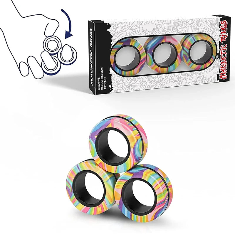 Magnetic Fidget Rings Toy Set 3PCS for Stress Relief