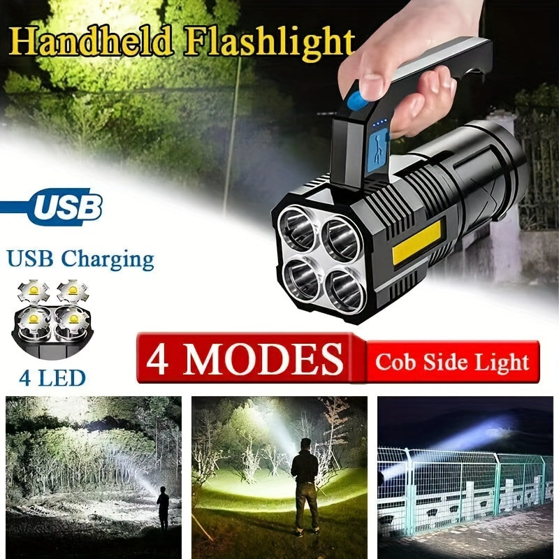 Quad-Core LED Flashlight - Ultra Bright & Rechargeable