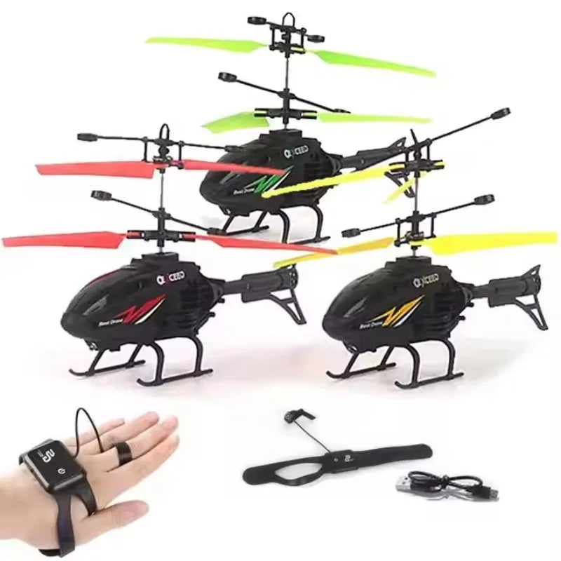 Remote-Controlled Flying Helicopter with LED Lights and Induction Tech